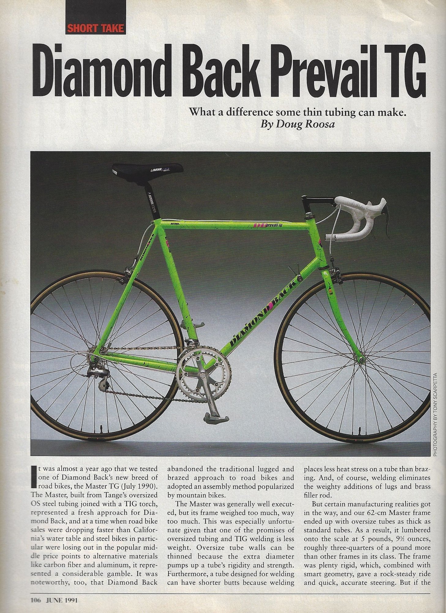Bike Forums - Road Test/Bike Review (1991) Diamond Back Prevail TG (road)