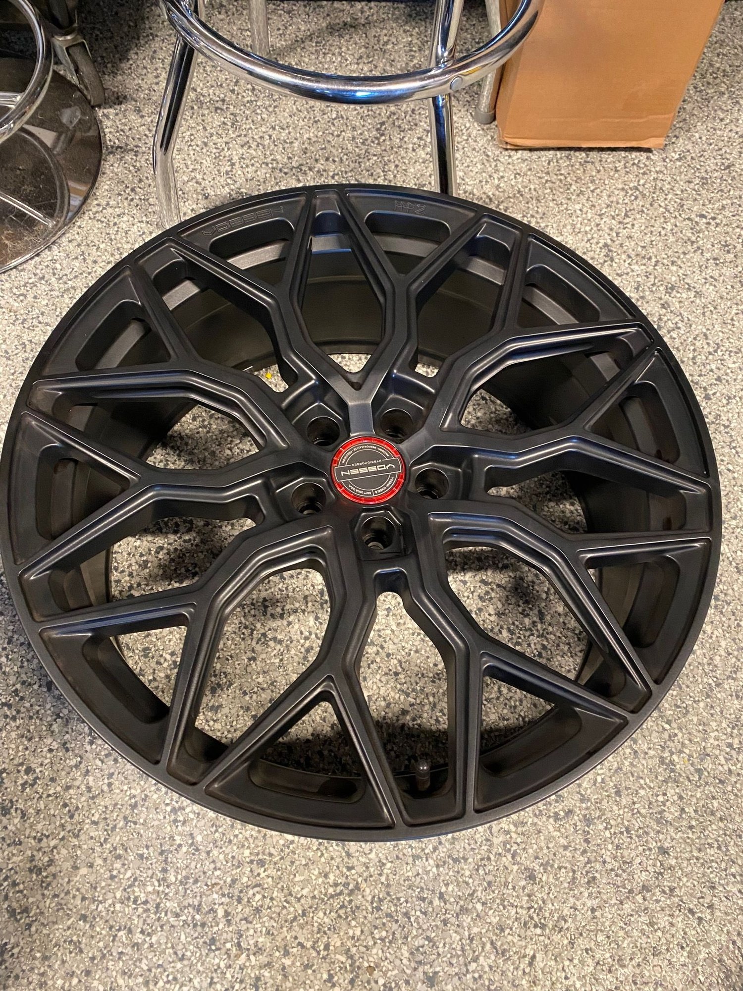 21" VOSSEN HF2 WHEELS IN SATIN BLACK W/UPGRADED CENTER CAPS AND SPACERS ...