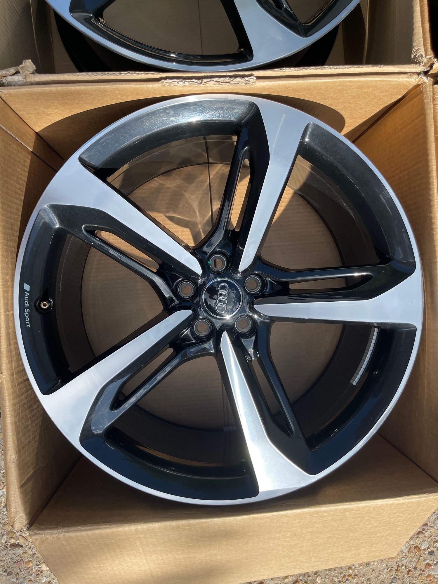 2015 21" Audi Sport 5 Spoke S-Line DT BLACK GENUINE OEM Alloy Wheels ...