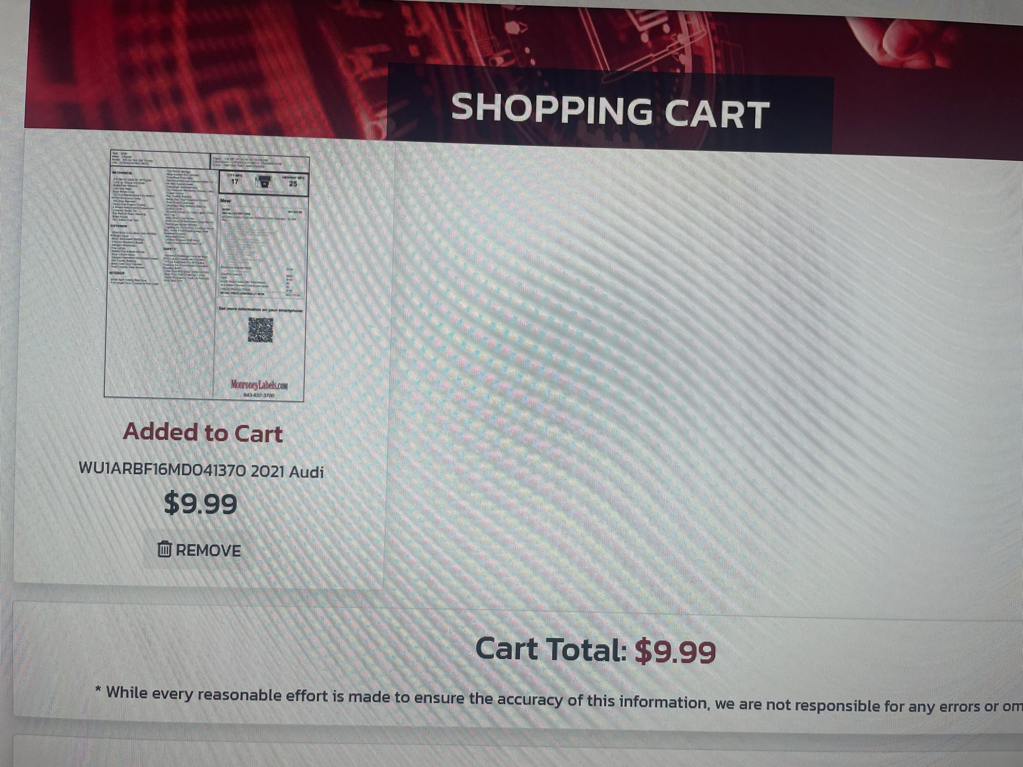 Need help in obtaining a copy of my window sticker on my RSQ8 ...