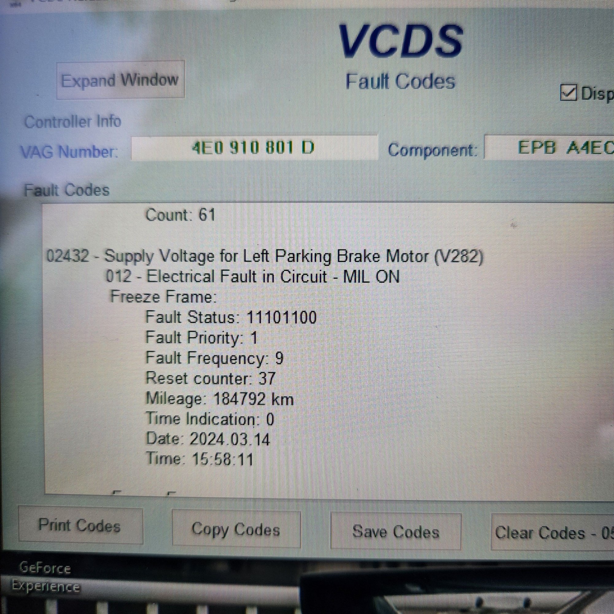 Drivers side parking brake error - AudiWorld Forums