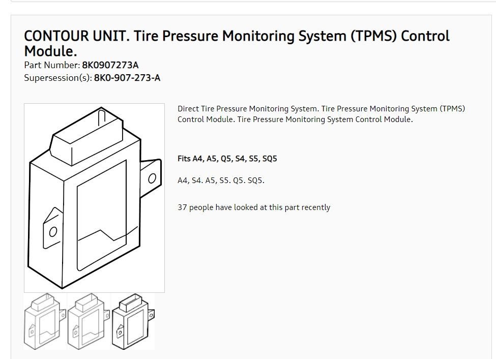 2010 S4 Tire Pressure Monitoring System (TPMS) Control Module - AudiWorld Forums