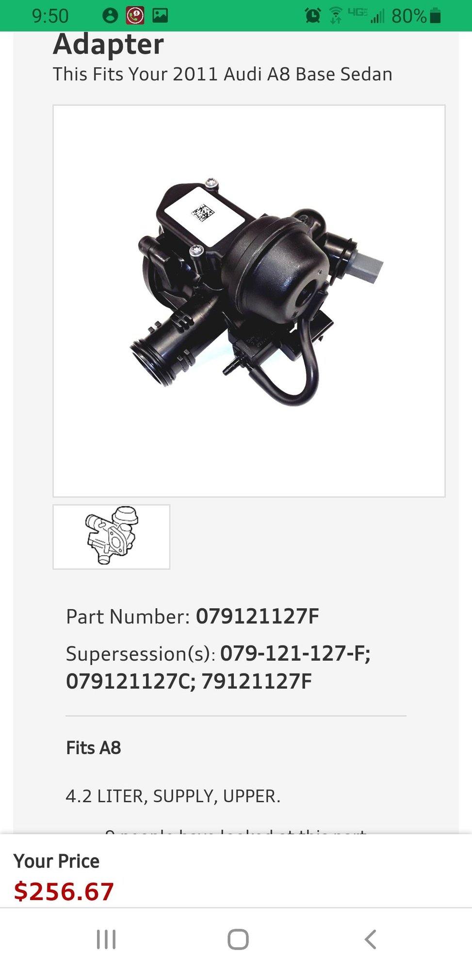 leaking engine coolant pipe adapter 079121127F 2011 audi a8 - AudiWorld ...