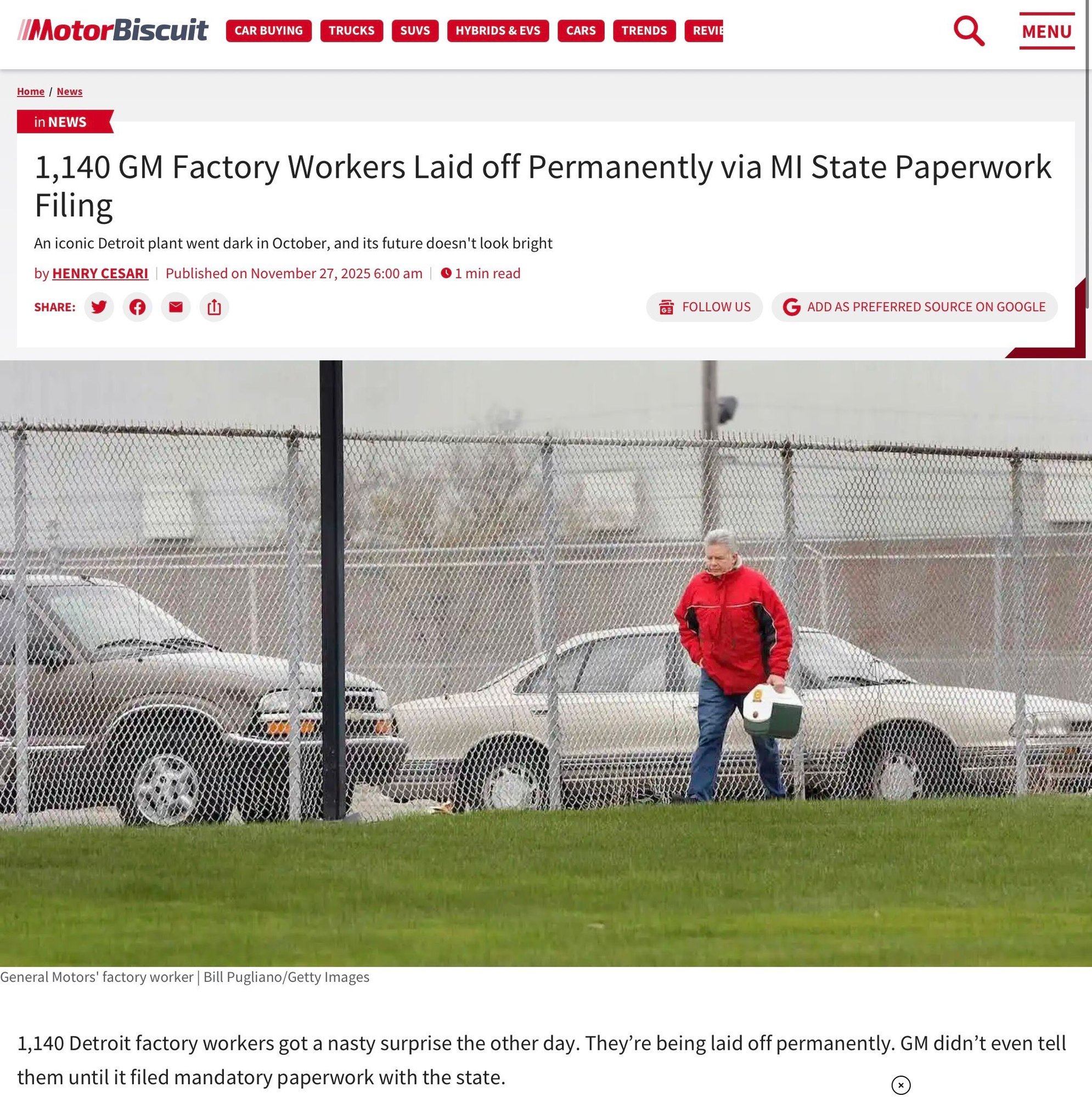 1,140 GM Factory Workers Laid off Permanently in MI State - ClubLexus ...