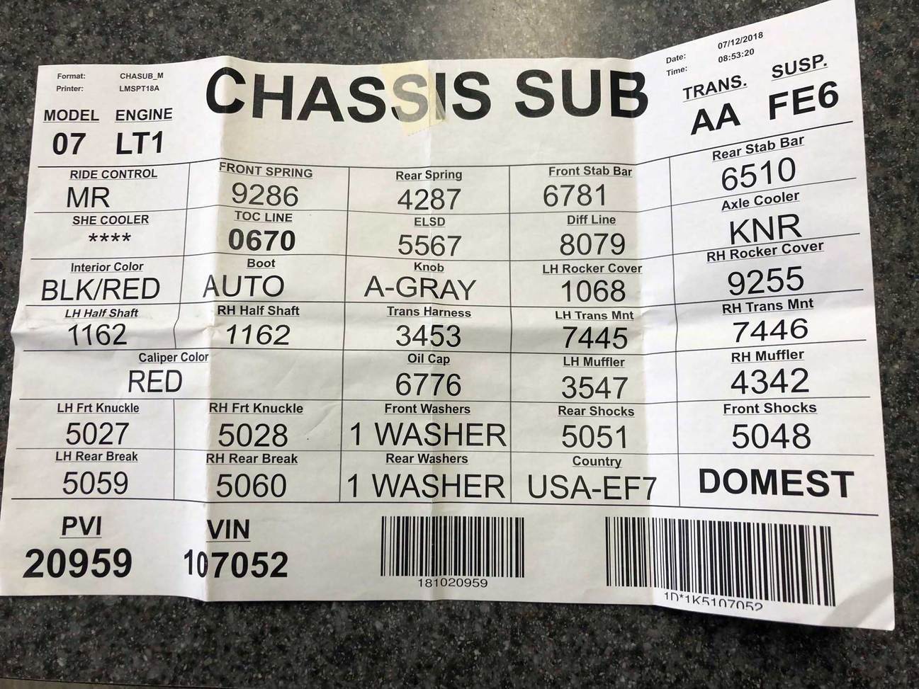 Build sheet & window sticker! - CorvetteForum - Chevrolet Corvette ...