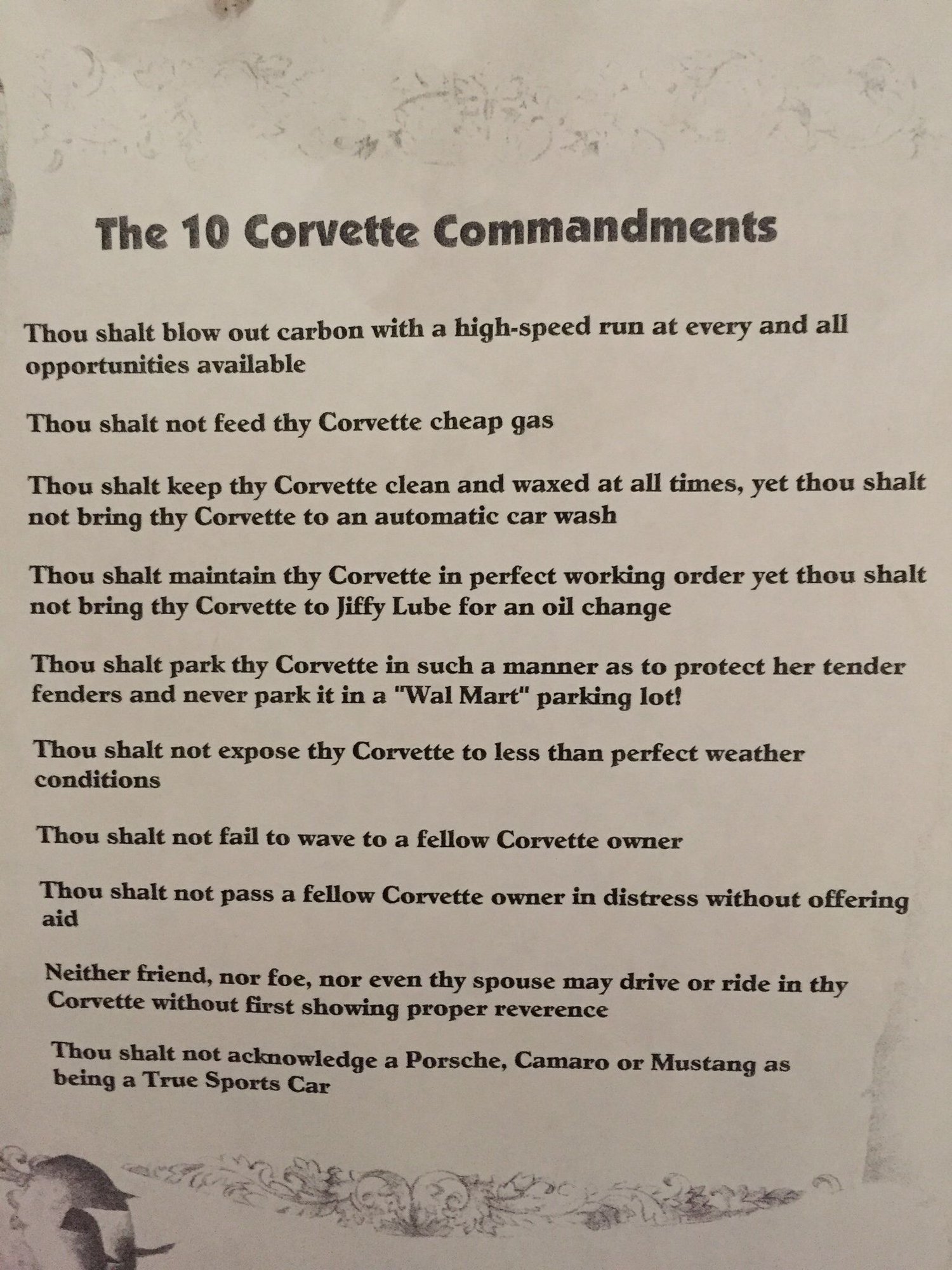 Corvette commandments - CorvetteForum - Chevrolet Corvette Forum Discussion