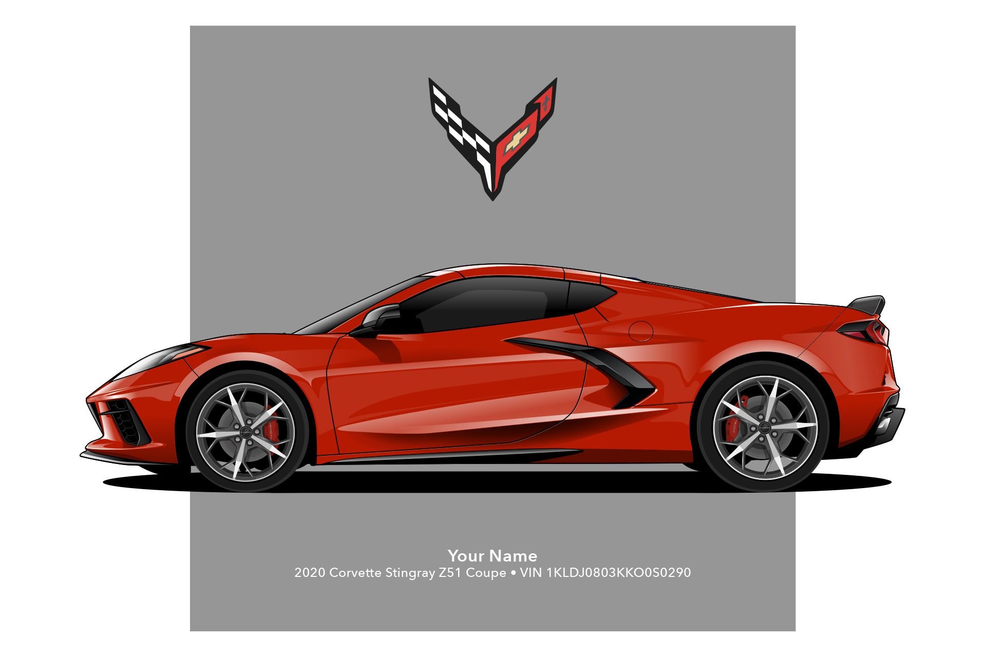 Personalized Illustration of YOUR C8! Artwork inside (Monaco Auto ...