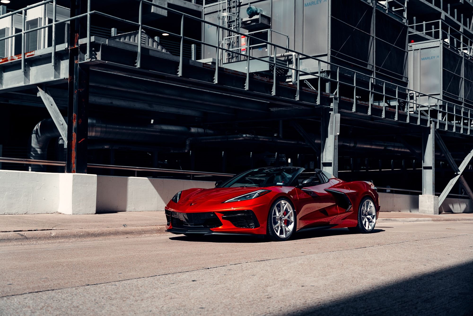 Red Mist Corvette C8 - Forgedlite MC5 Brushed Aluminum Photoshoot ...
