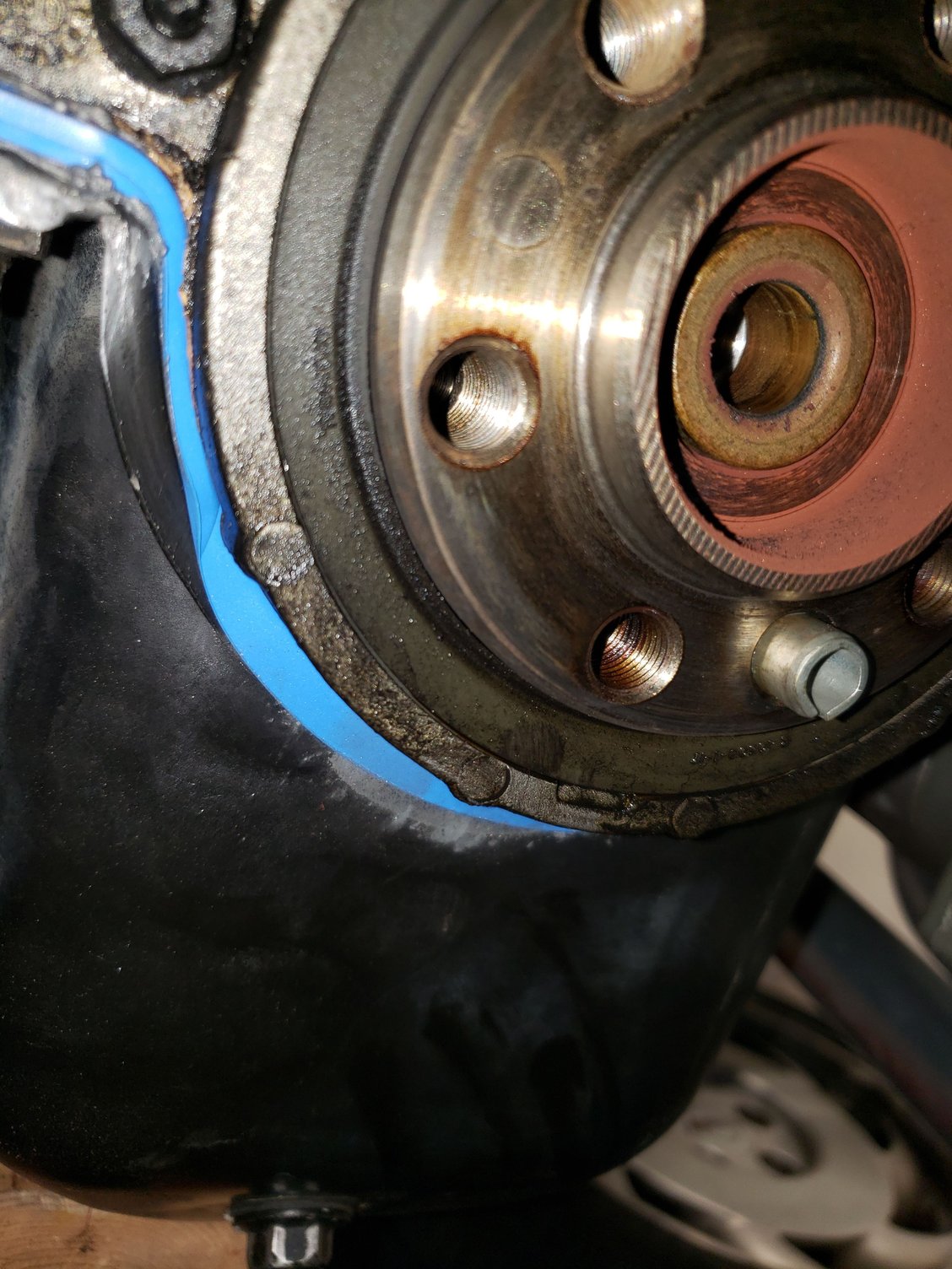 Rear main seal leak one piece pictures 1991 L98 ZF6 drop oil pan ...