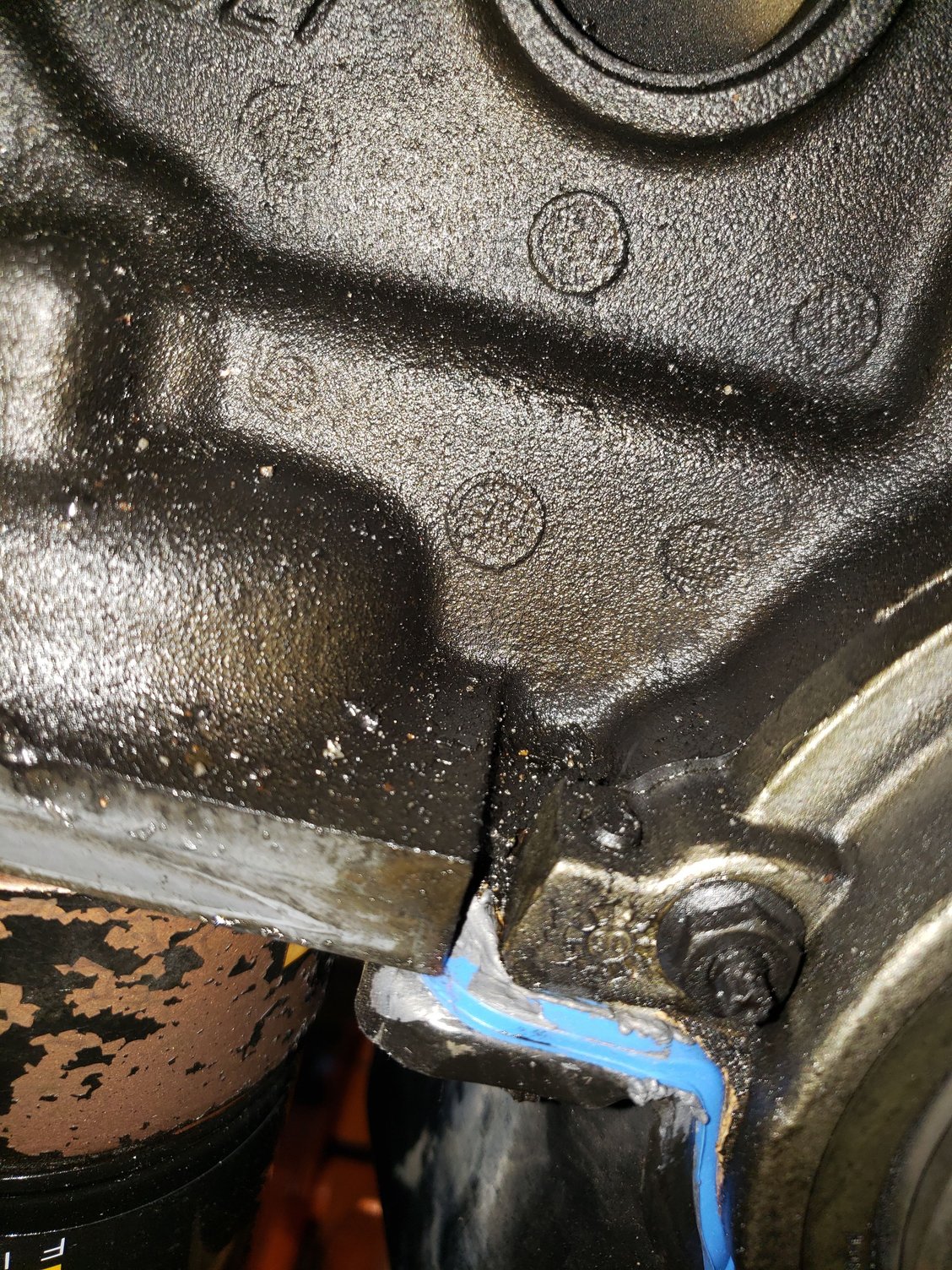 Rear main seal leak one piece pictures 1991 L98 ZF6 drop oil pan ...