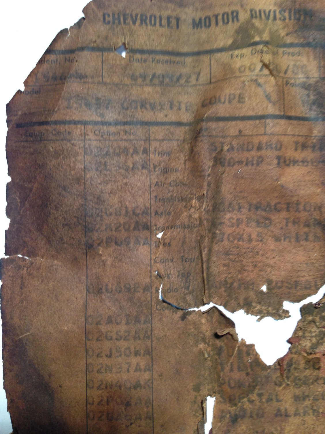 1969 Build Sheet - CorvetteForum - Chevrolet Corvette Forum Discussion