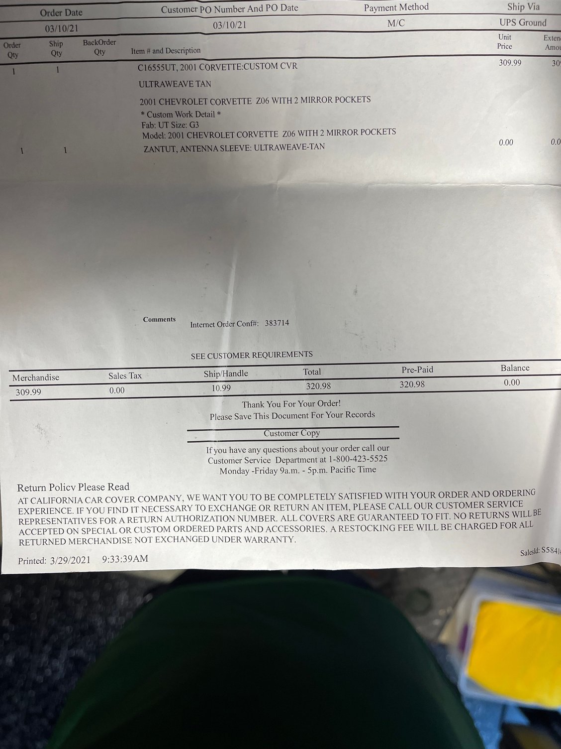 FS (For Sale) California car cover FRC or Z06 - CorvetteForum ...