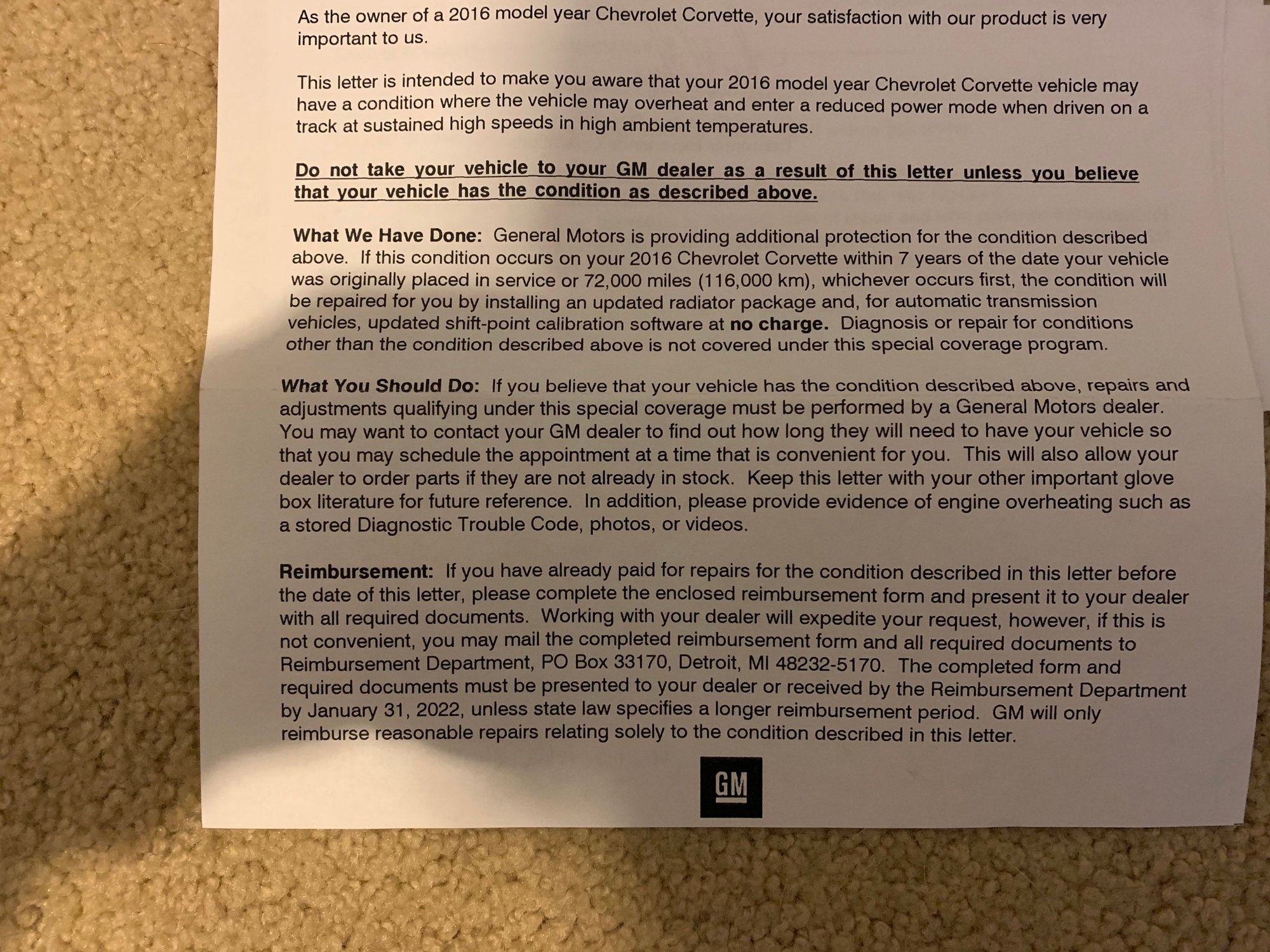 Letter regarding radiator replacement - CorvetteForum - Chevrolet ...