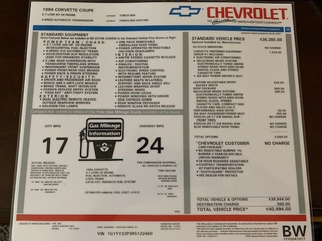 FS (For Sale) 1994 Corvette Coupe Torch Red - CorvetteForum - Chevrolet ...