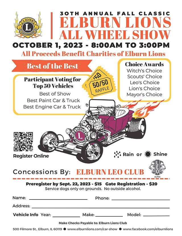 Elburn Lions Annual Fall Classic All Wheel Car Show 10/1/2023 ...