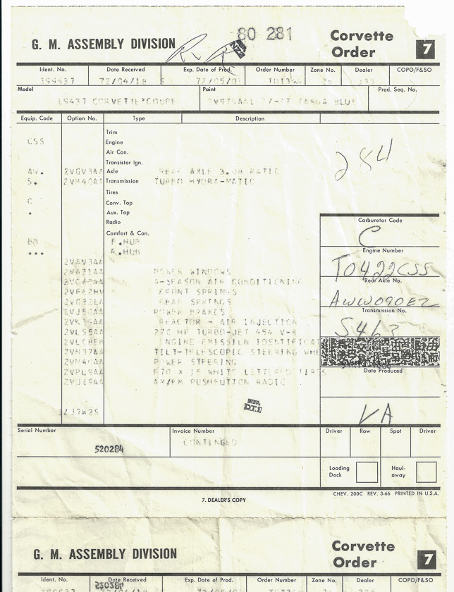 Tank sticker/build sheet question - CorvetteForum - Chevrolet Corvette ...