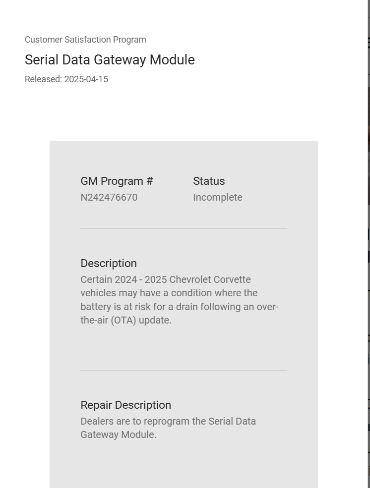Recall- Serial Gateway Module - Page 5 - CorvetteForum - Chevrolet ...