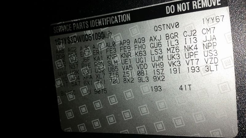 Glove Box sticker - CorvetteForum - Chevrolet Corvette Forum Discussion