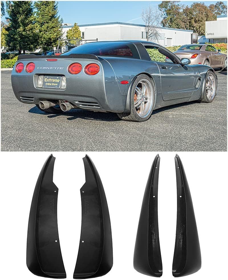 1997-2004 corvette c5 extended matte black front rock guards mud flap ...