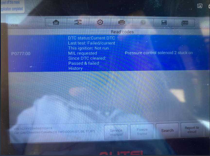 2008 C6 Transmission Pressure Control Solenoid 2 Stuck on Code P0777 ...