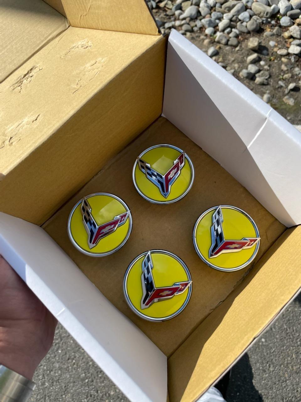 Center caps painted to match OEM yellow calipers - perfect match ...