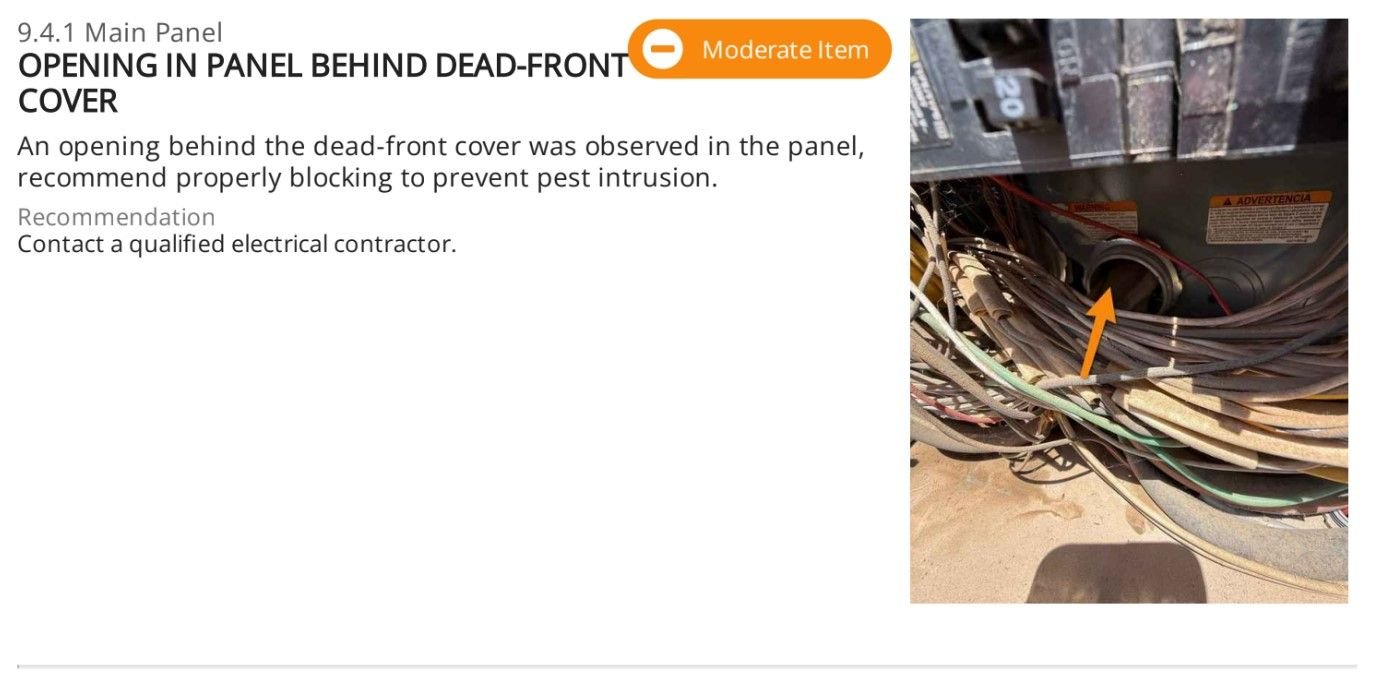 Filling gap around wires behind dead front cover of electric panel ...