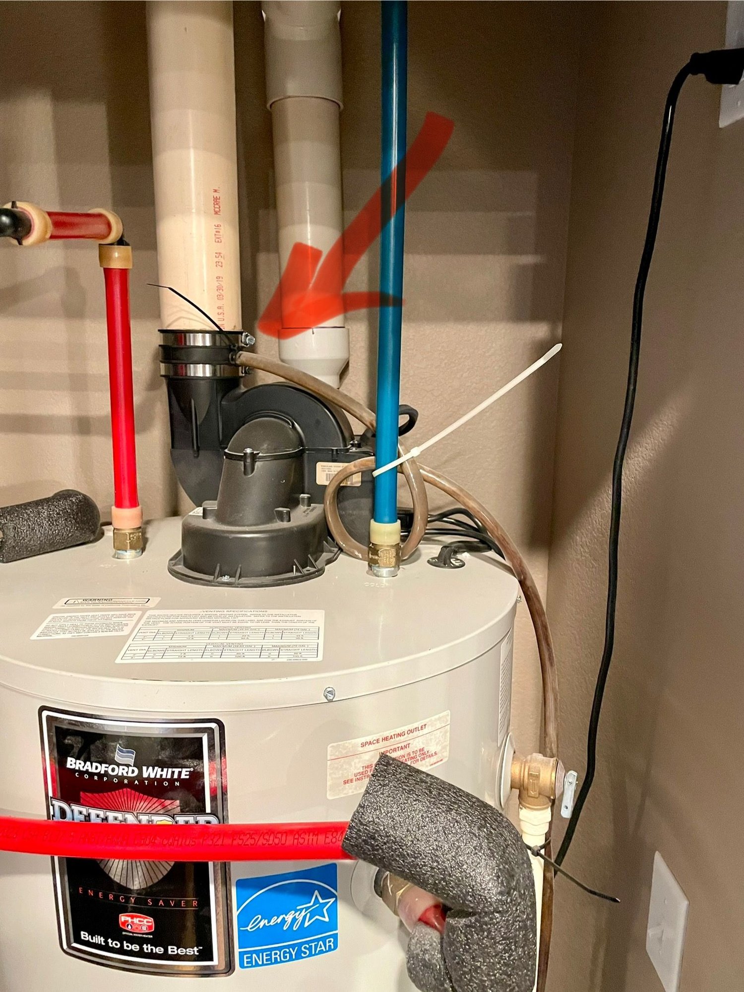 Gas water heater blower condensation line full of funk? - DoItYourself ...