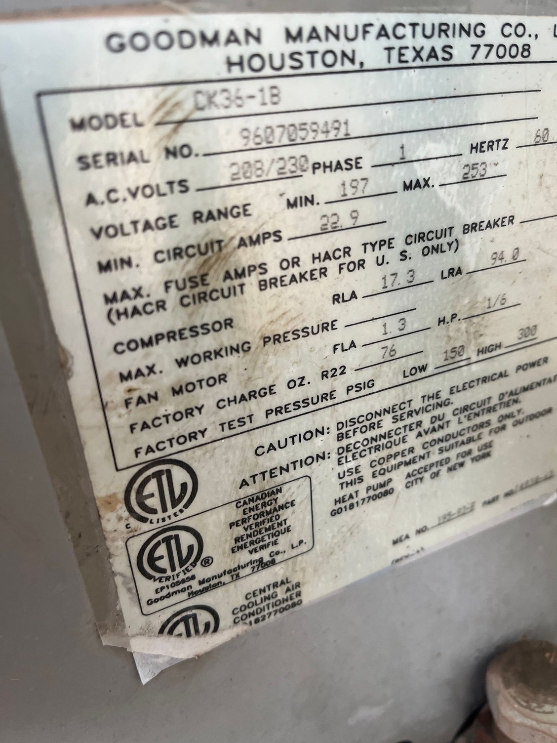 Old Goodman a/c unit condenser fan motor - DoItYourself.com Community ...