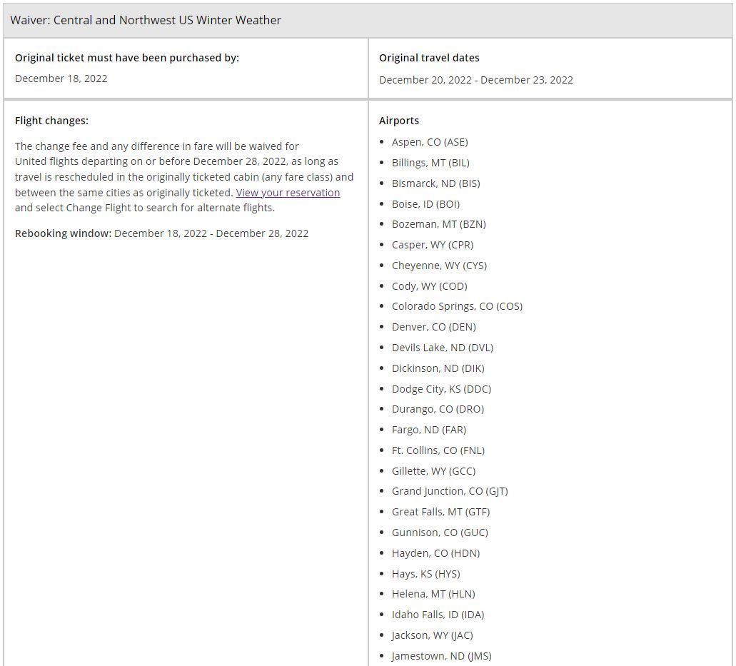 Travel Waiver: Central and Northwest US Winter Weather (December 20-23 ...