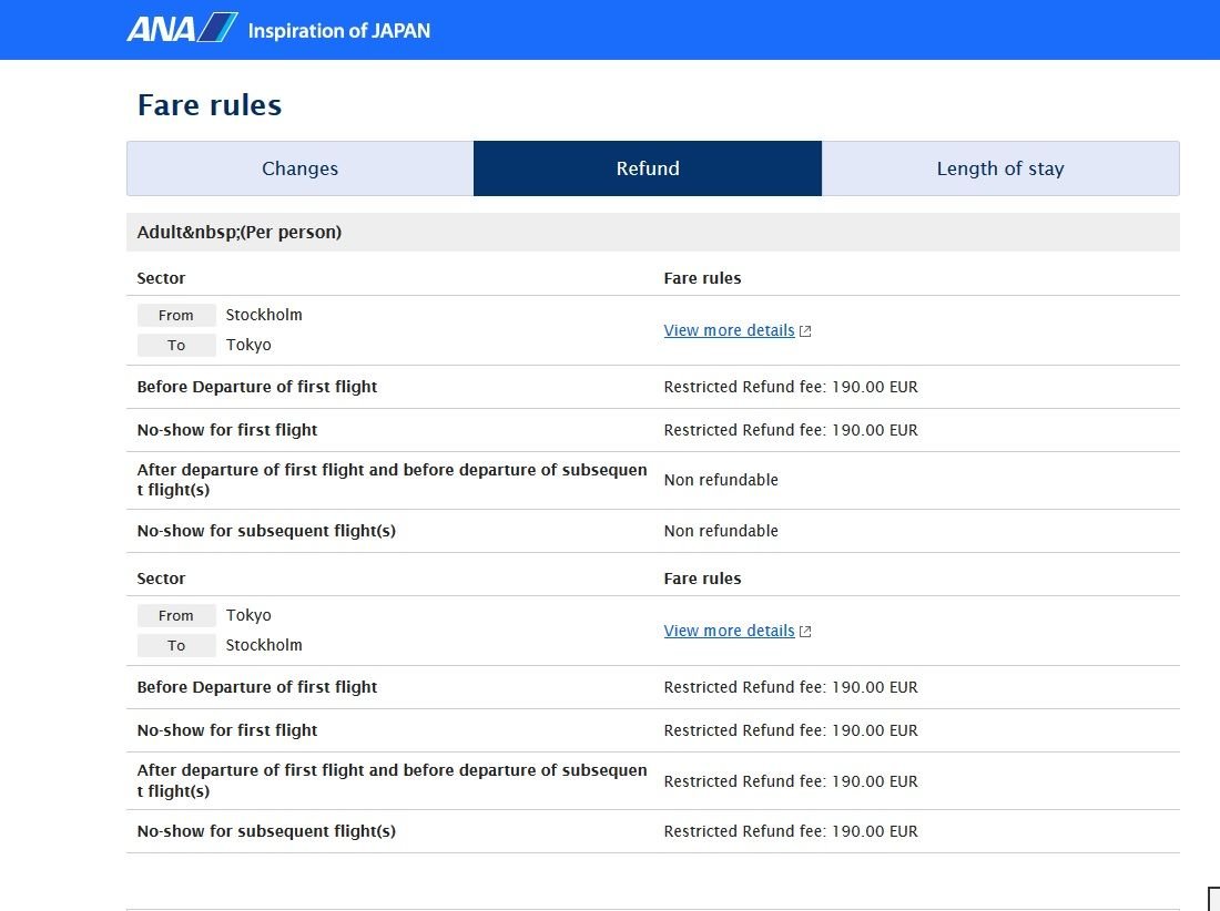 ANA cancellation fee, economy Basic - FlyerTalk Forums