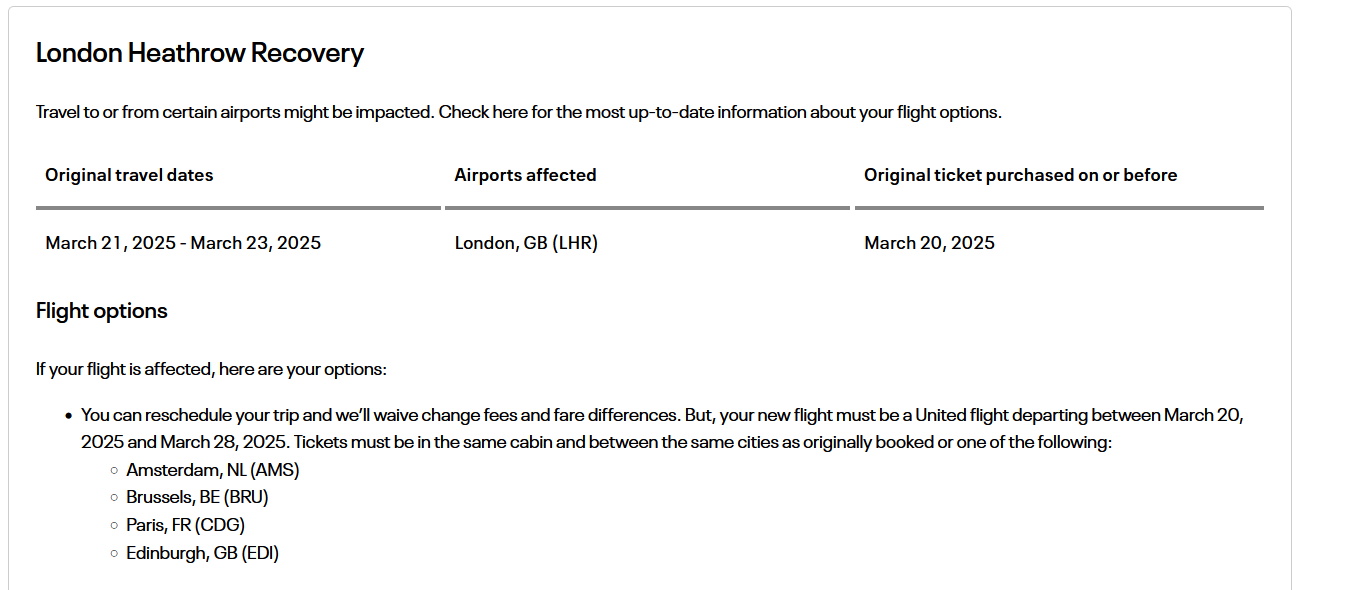 Travel Waiver: Impact on UA ops due to LHR closure until 23:59 GMT 21 ...
