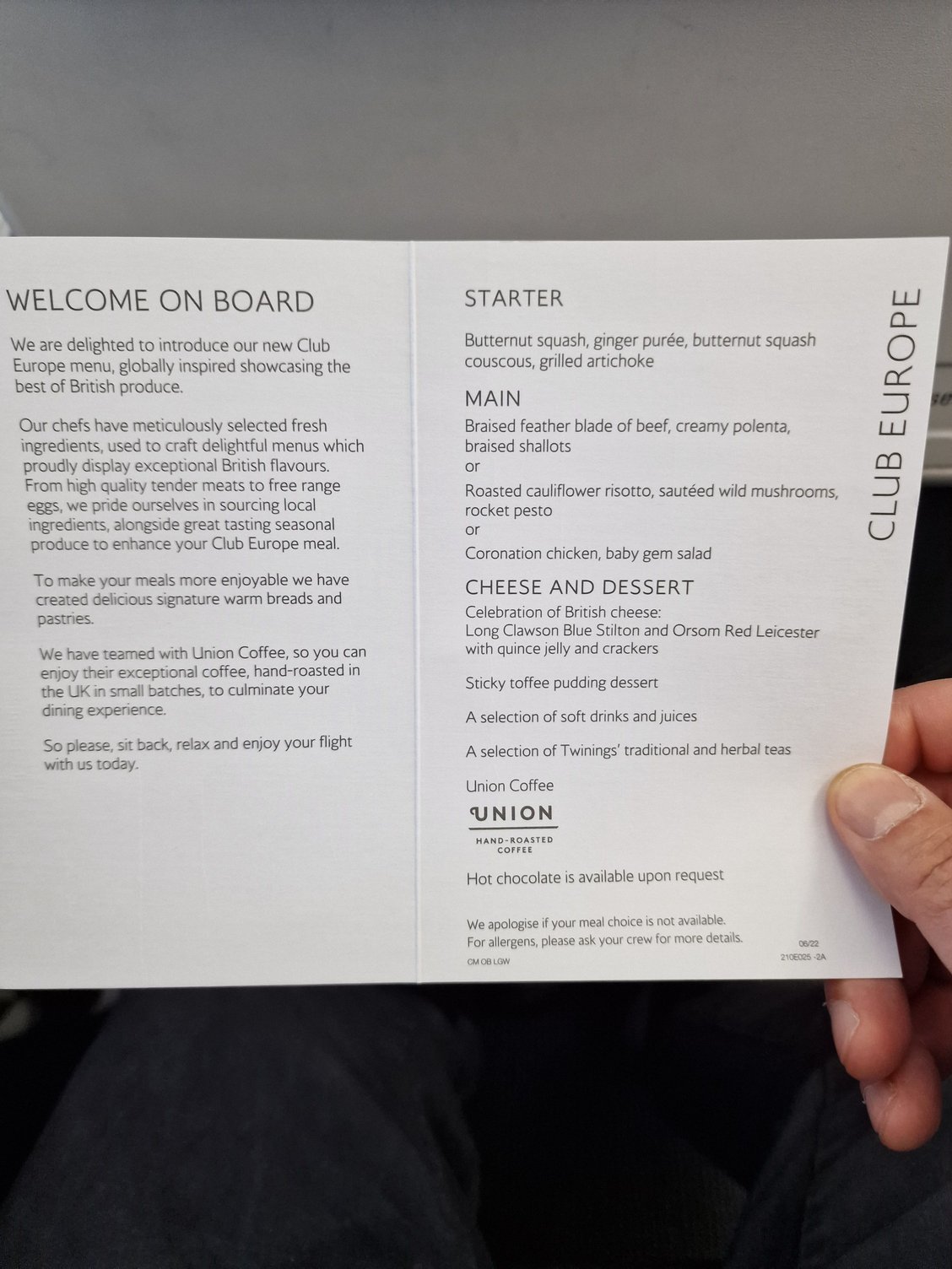 Club Europe catering | menus, reviews and photos - Page 44 - FlyerTalk ...