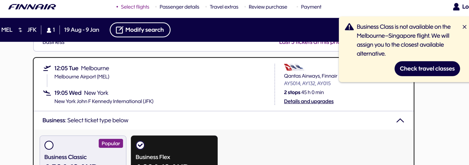 AY pricing Economy seats on Business class fare - FlyerTalk Forums