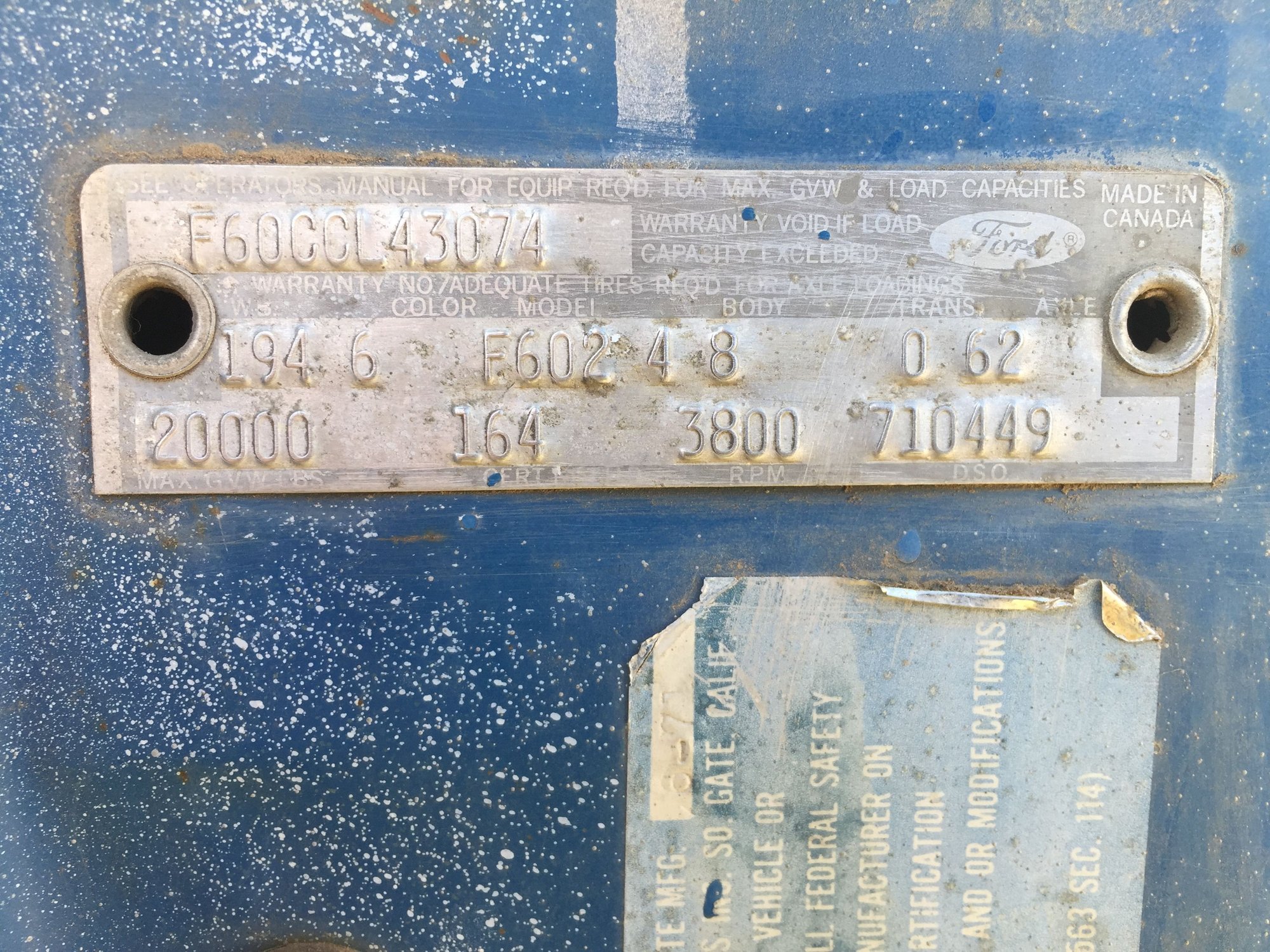VIN Decoding Help! 1971 F600 - Ford Truck Enthusiasts Forums