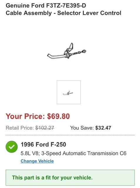 C6 shift cable for 92-96 - Ford Truck Enthusiasts Forums