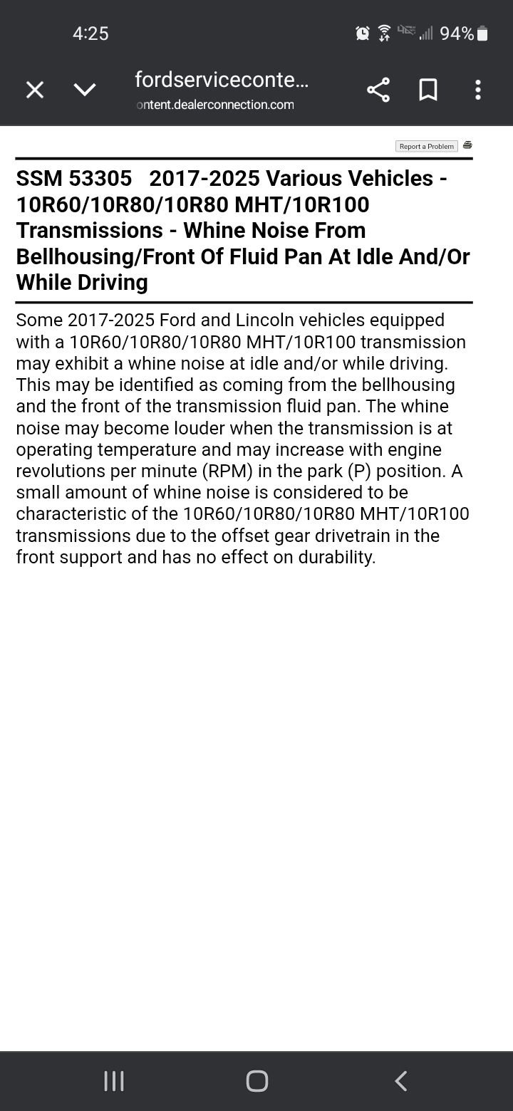2024 F250 6.8L annoying transmission whine! - Ford Truck Enthusiasts Forums
