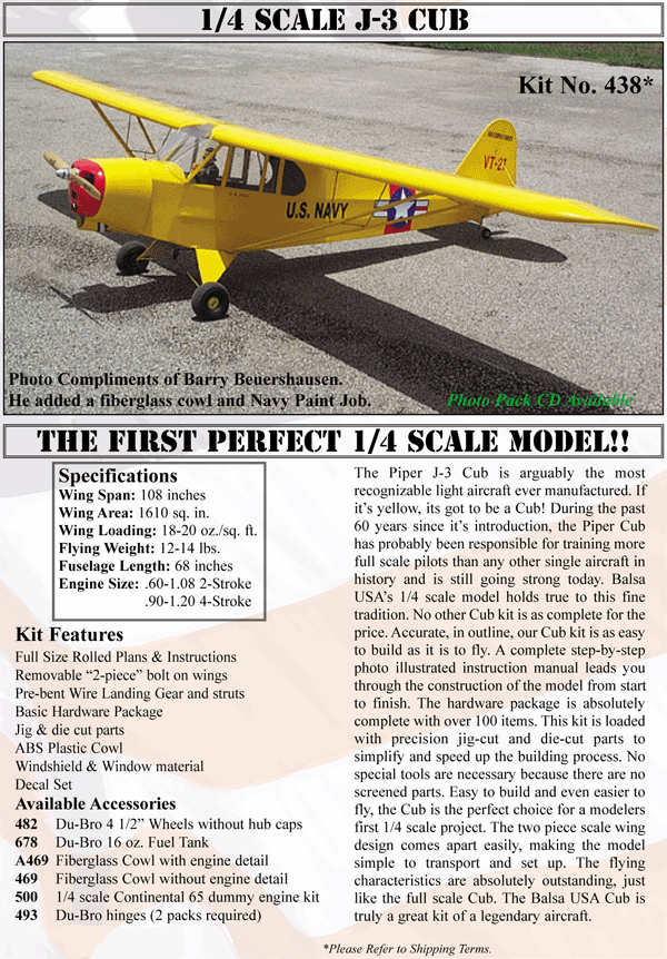 RCU Forums - Balsa USA 1/4 scale Piper Cub FS/FT