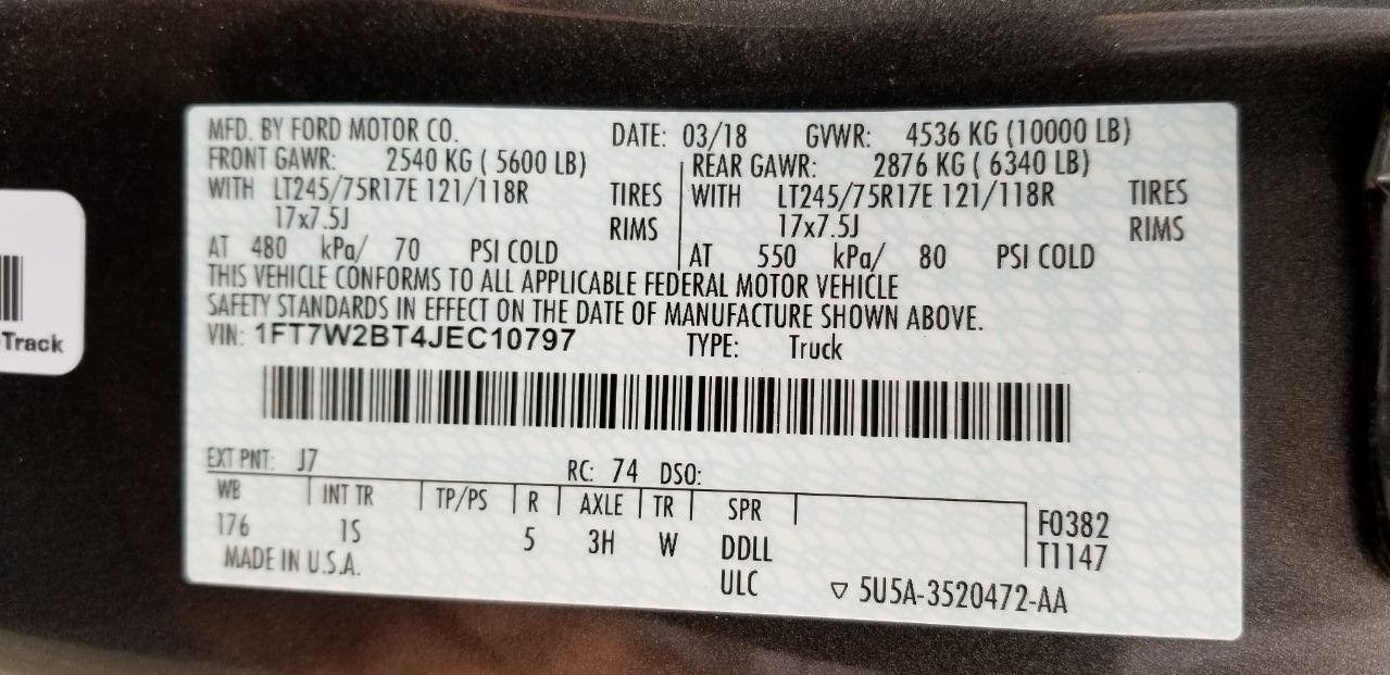 Is the GVCWR stickered anywhere on a new super duty? - The Hull Truth ...